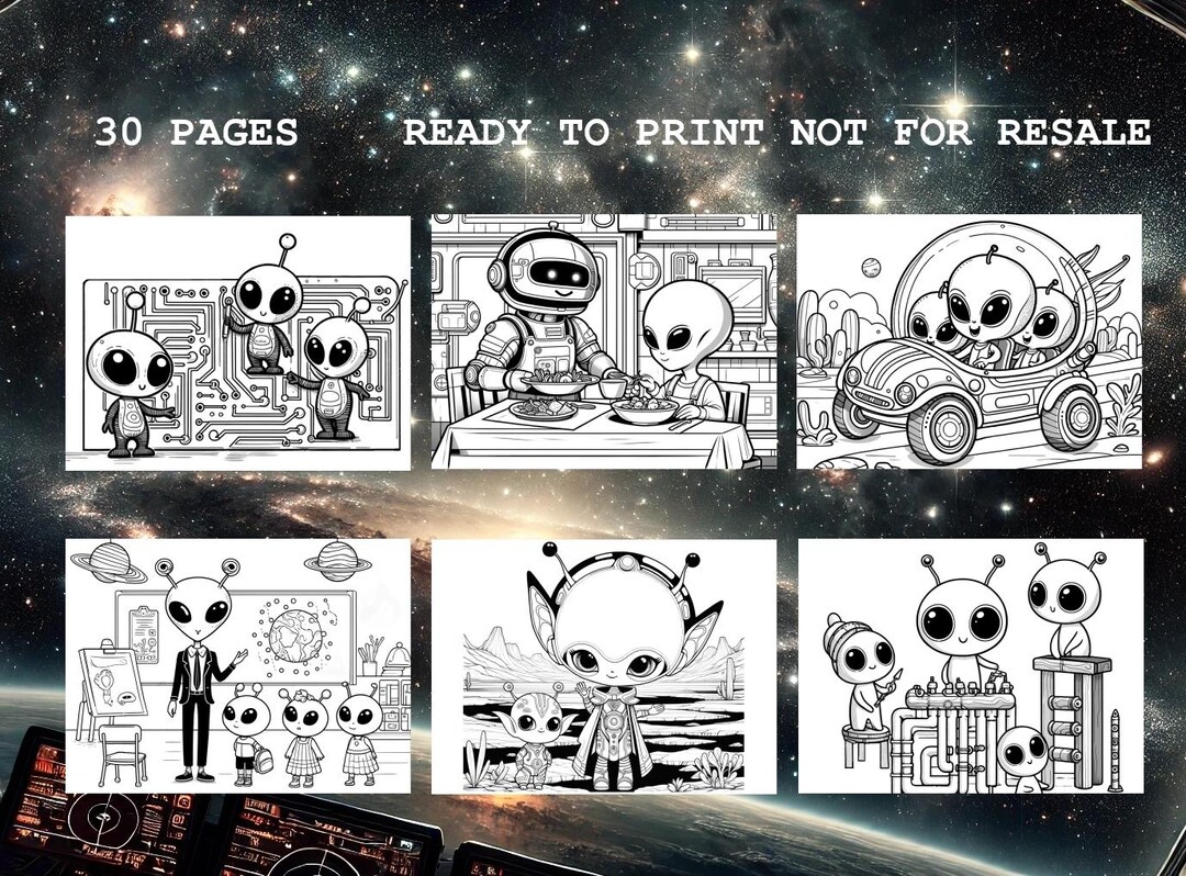 Aliens, 30 Colouring Pages for Boys and Girls, Coloring for Kids, Boys ...