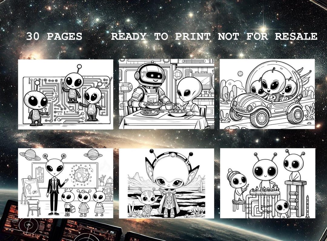 Aliens, 30 Colouring Pages for Boys and Girls, Coloring for Kids, Boys ...