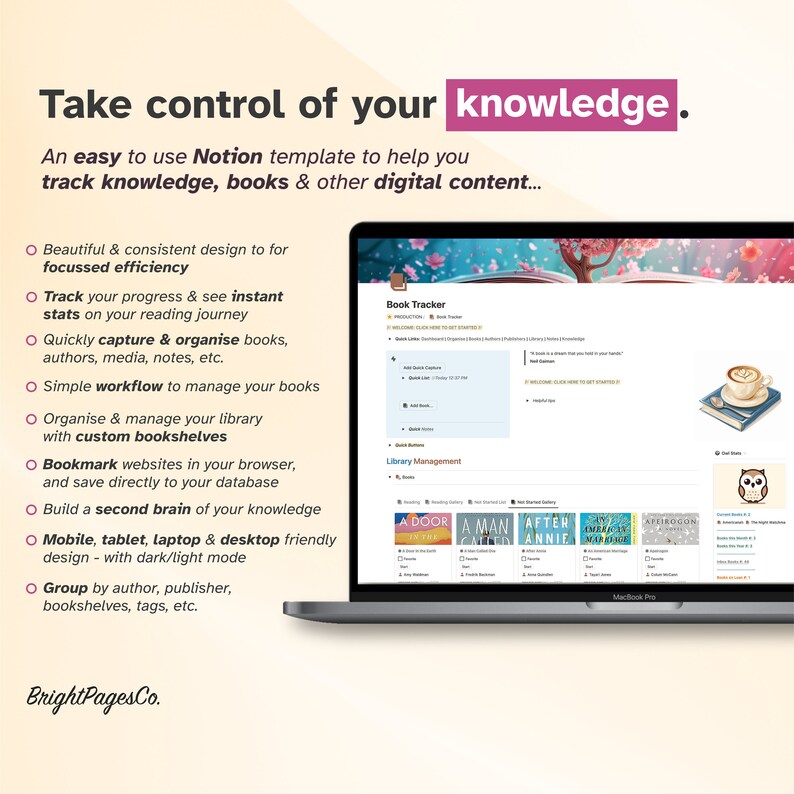 Notion Book Tracker: Notion Template Book Organizer & Notion Second ...