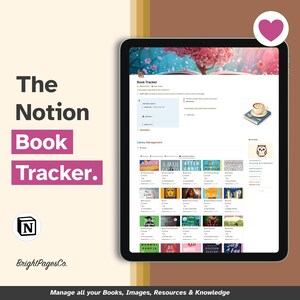 Notion Book Tracker: Notion Template Book Organizer & Notion Second Brain Student Planner ...
