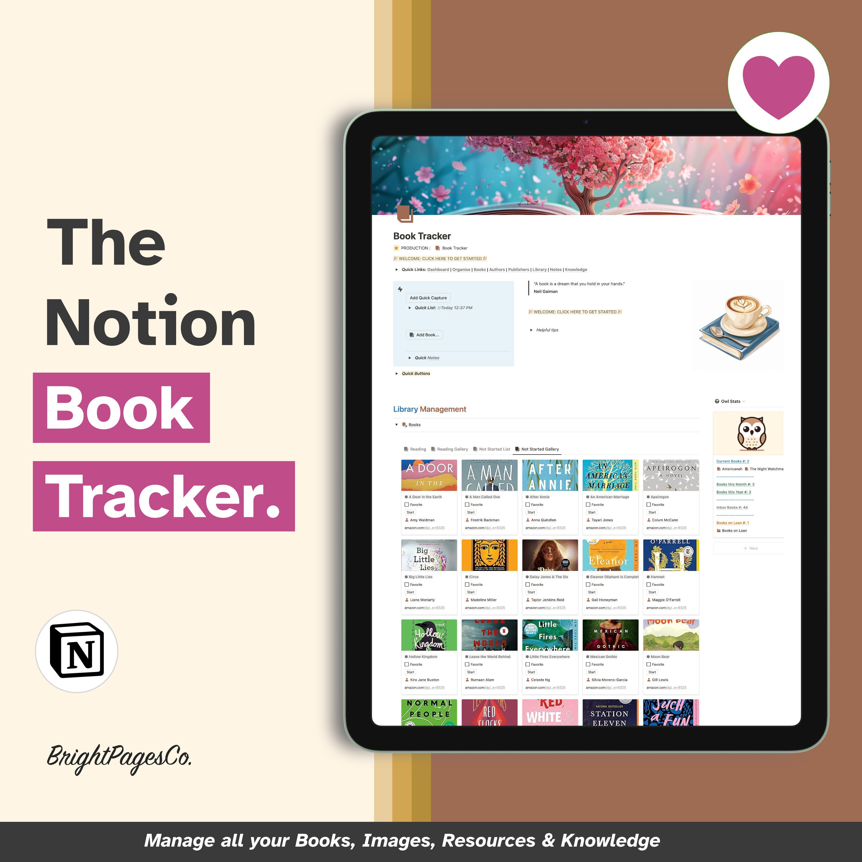 Notion Book Tracker: Notion Template Book Organizer & Notion Second ...