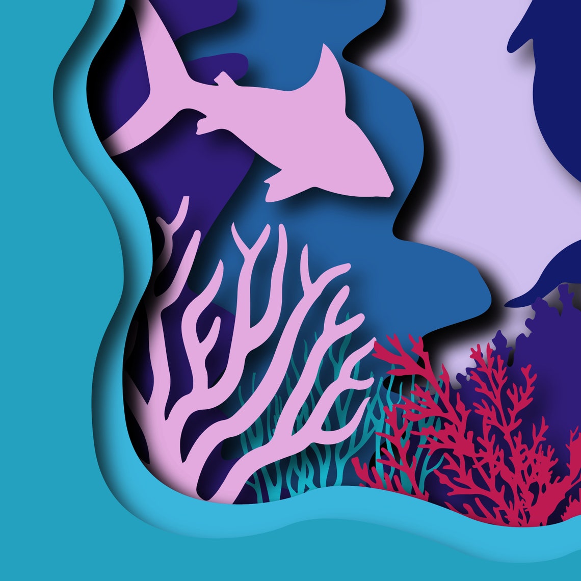 Mermaid Shadow Box SVG, 3D Mermaid Paper Cut, Under the Sea Cricut ...