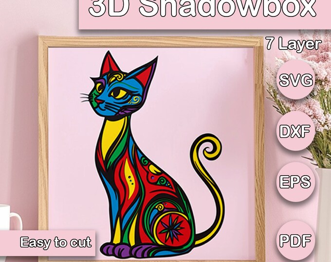 3D Layered SVG That Works for CRICUT! Multilayer Svg Cat Kitten ...