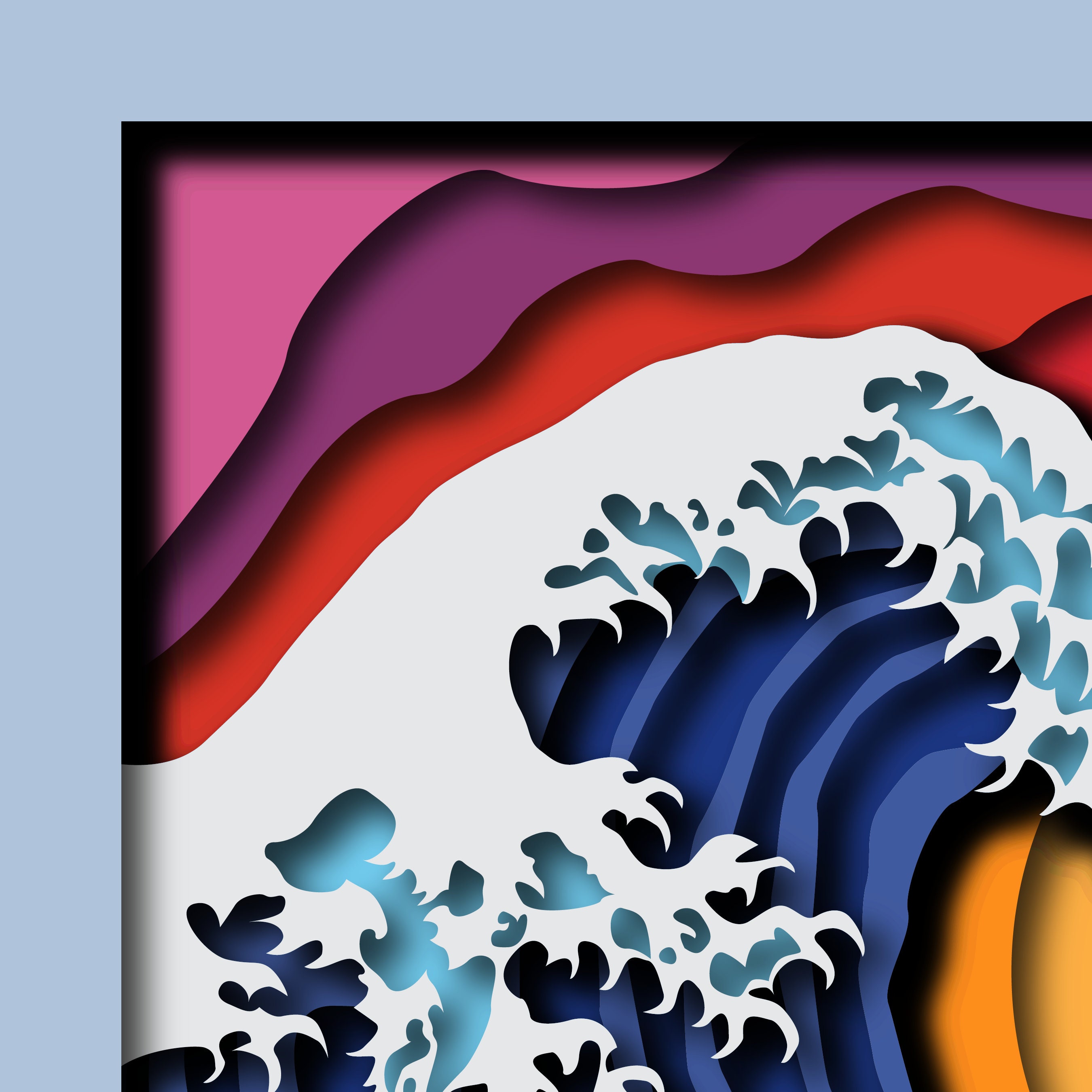 Great Wave Shadow Box, Beach Shadow Box, Ocean Svg, Ocean Landscape ...