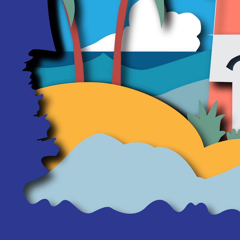 Lighthouse Shadow Box, 3D SVG Landscape Shadowbox Templates, DIY Nature ...