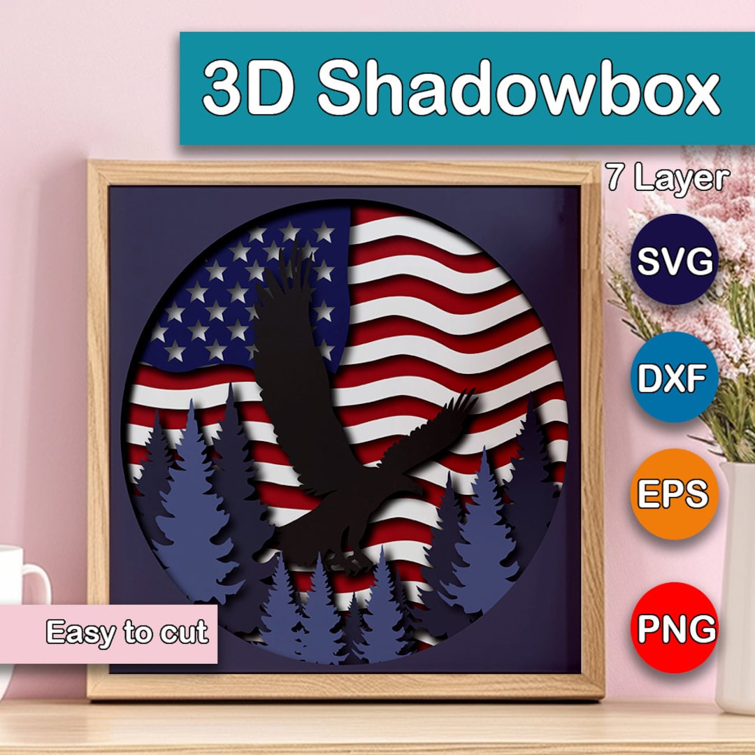Eagle Shadow Box, American Flag Shadow Box, American Flag Layered Paper ...