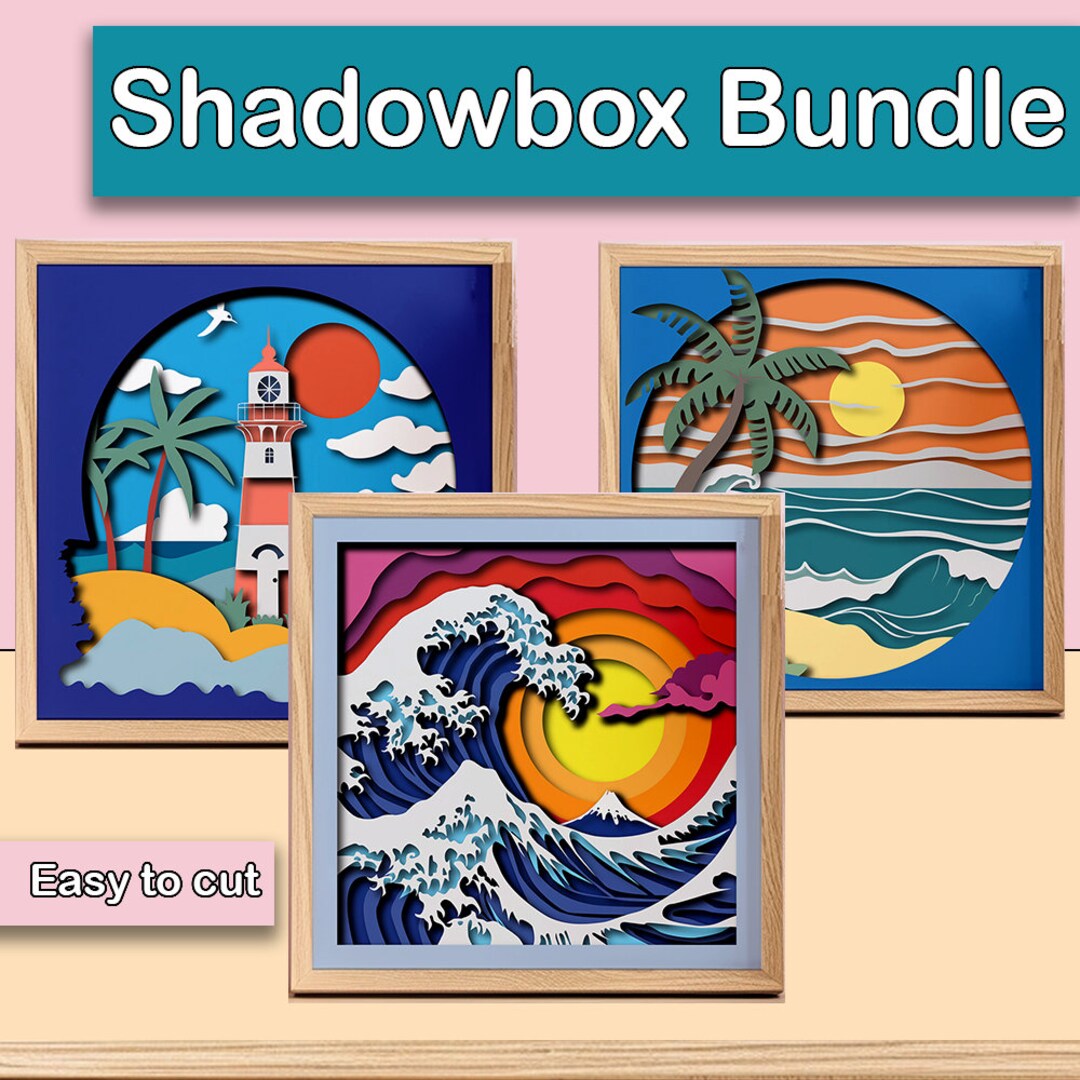 Beach Shadow Box Svg, Bundle, Ocean Shadow Box Svg, Summer Shadow Box ...
