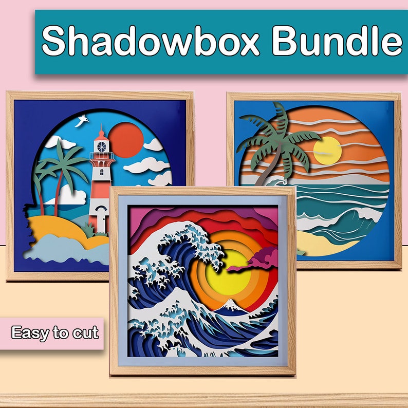 Beach Shadow Box Svg, Bundle, Ocean Shadow Box Svg, Summer Shadow Box ...
