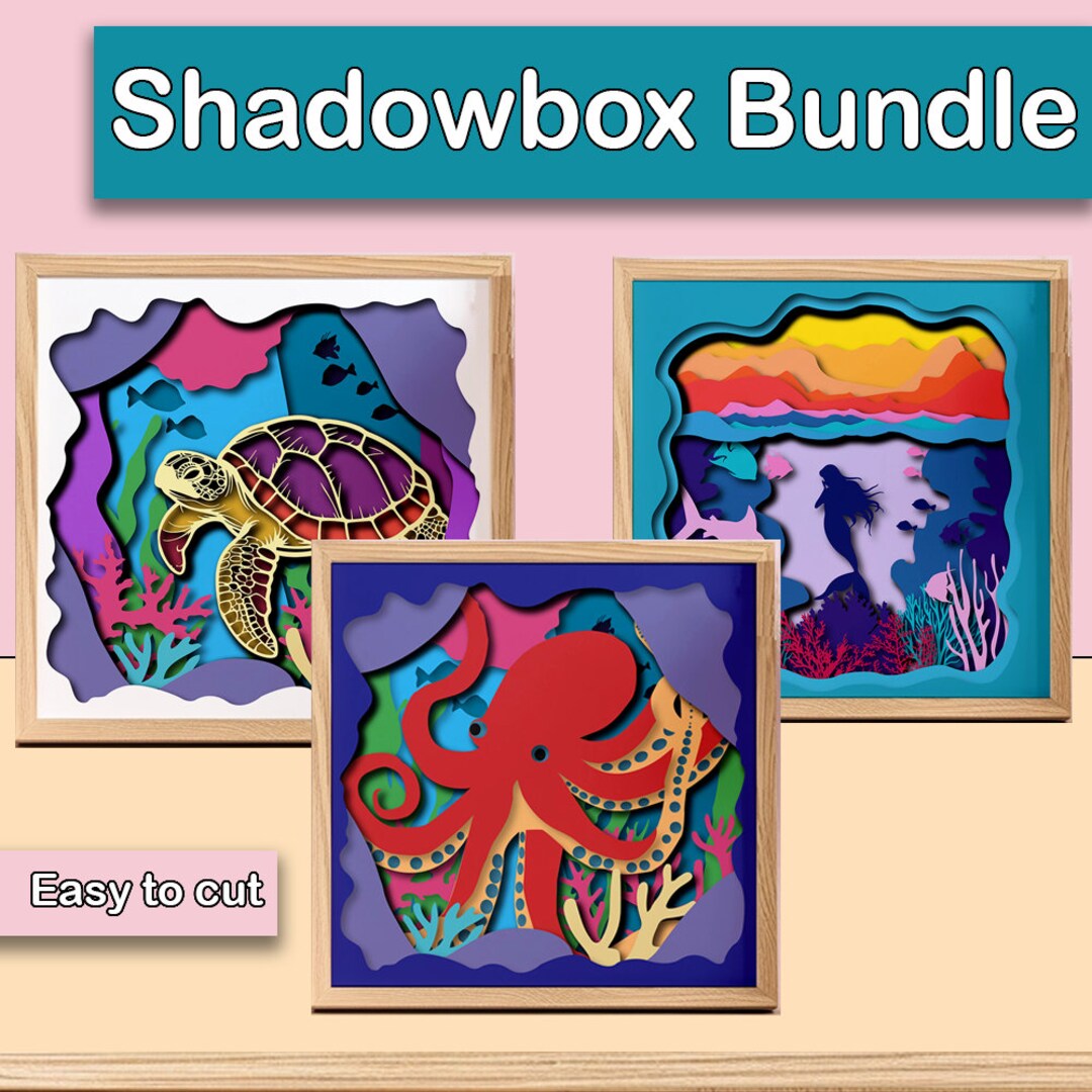 Ocean Shadow Box SVG, Bundle, Ocean Paper Cut, Underwater Shadow Box ...