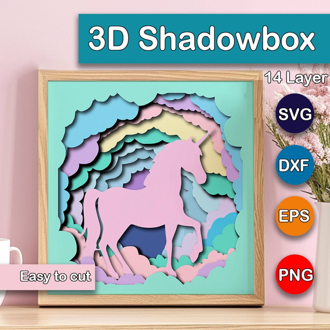 Unicorn Shadow Box, 3d Unicorn Shadow Box Svg, Nursery Wall Art ...