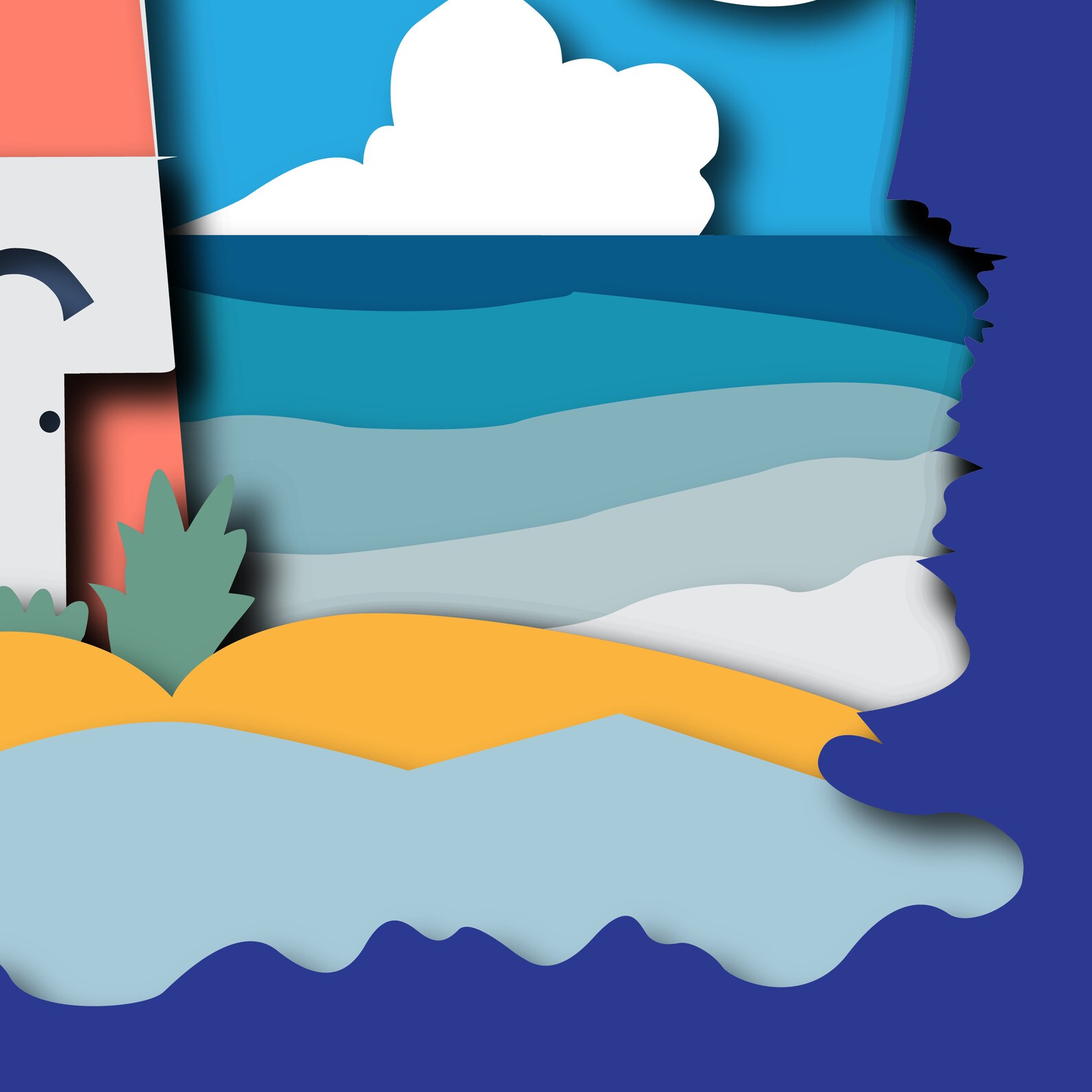 Lighthouse Shadow Box, 3D SVG Landscape Shadowbox Templates, DIY Nature ...