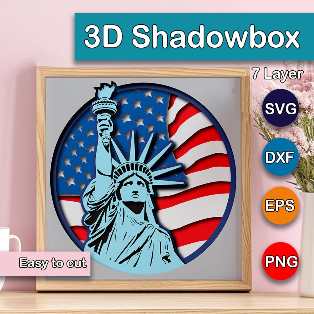 Statue of Liberty Shadow Box, Statue of Liberty Layered Paper Cut, 4th ...