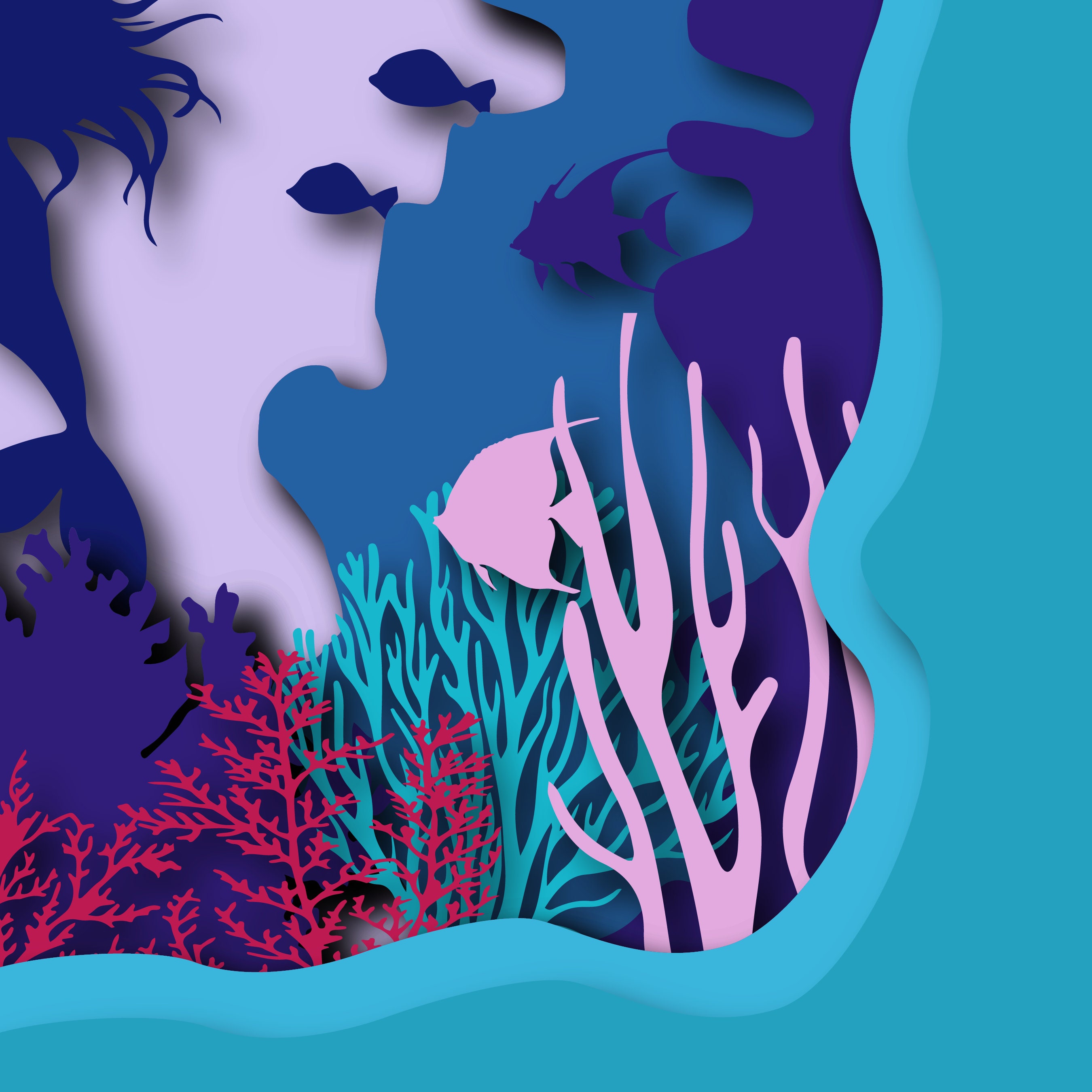 Mermaid Shadow Box SVG, 3D Mermaid Paper Cut, Under the Sea Cricut ...