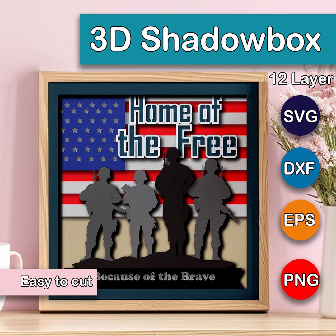 Veteran Shadow Box SVG, Military Shadow Box, Patriotic Layered Paper ...