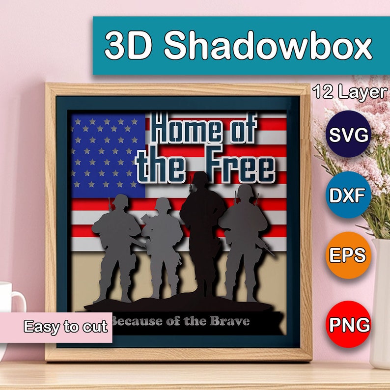 Veteran Shadow Box SVG, Military Shadow Box, Patriotic Layered Paper ...