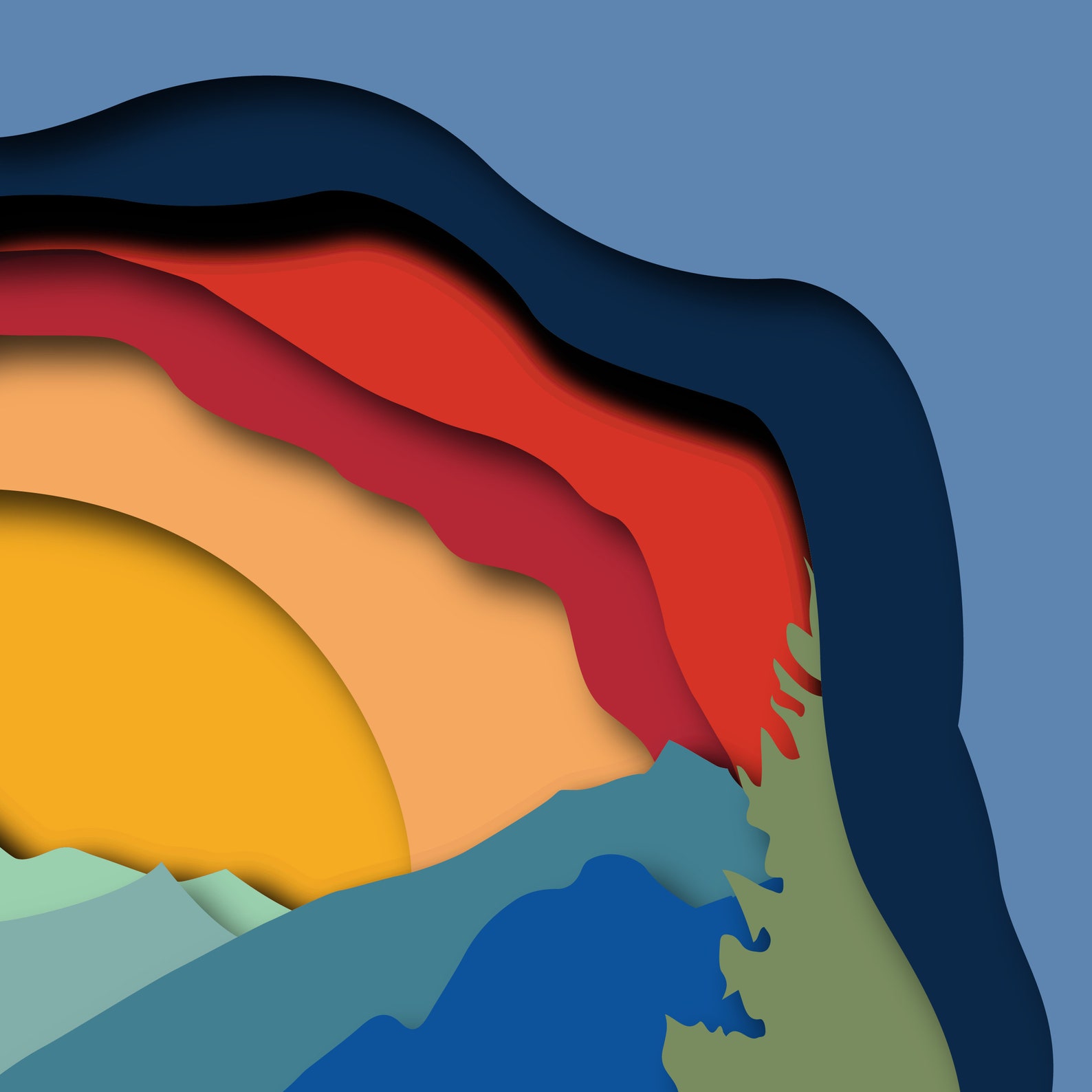 Tent Camping Shadow Box, Camping Layered Paper Cut, Mountain Shadow Box ...