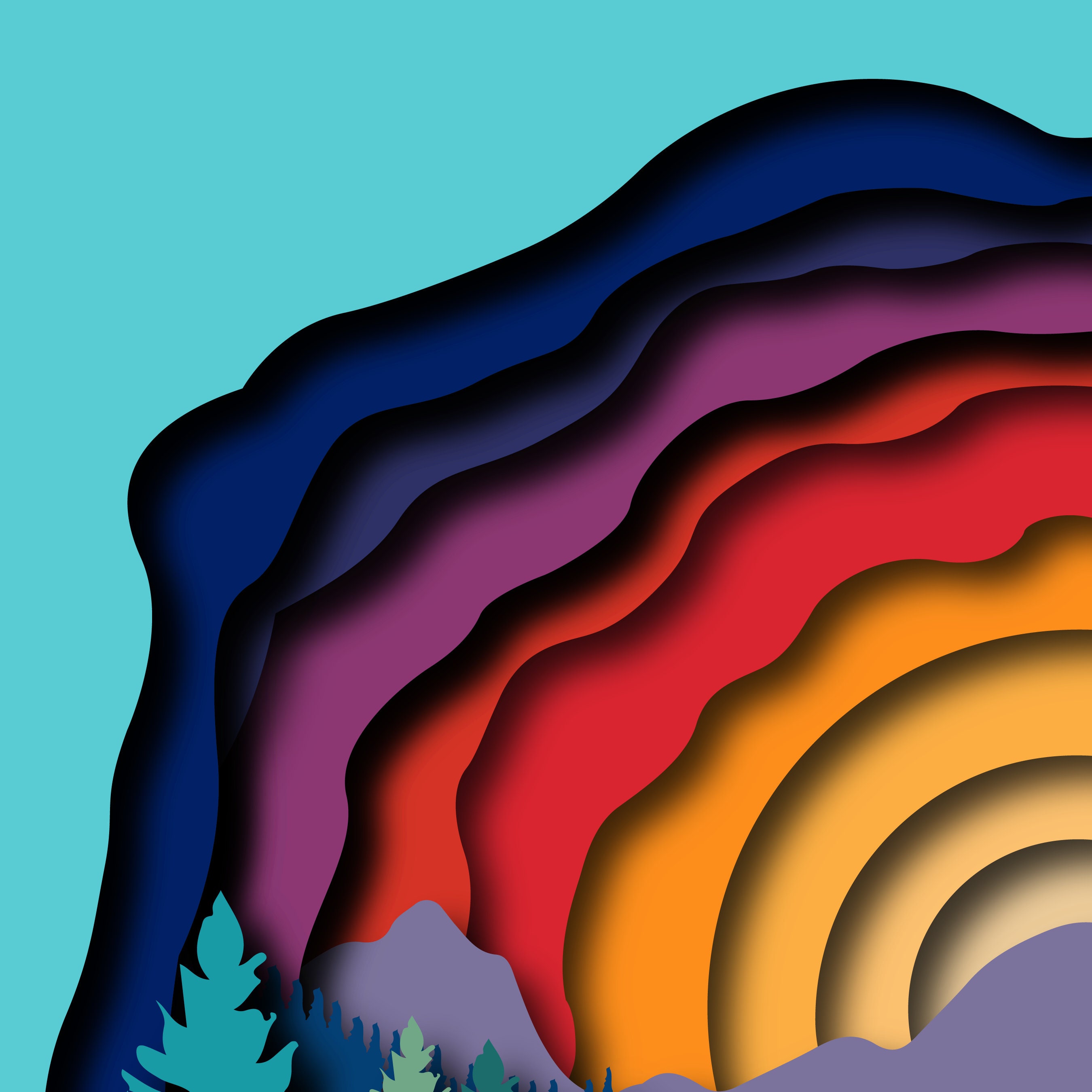 Mountain Shadow Box, 3D SVG Landscape Shadowbox Templates, DIY Nature ...