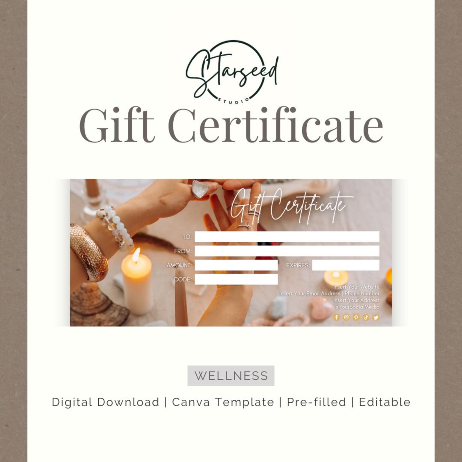 Wellness Gift Certificate, Gift Voucher, Wellness Template, Business ...