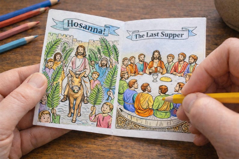 Mini Easter Story Coloring Book Printable, Christian Easter Coloring ...