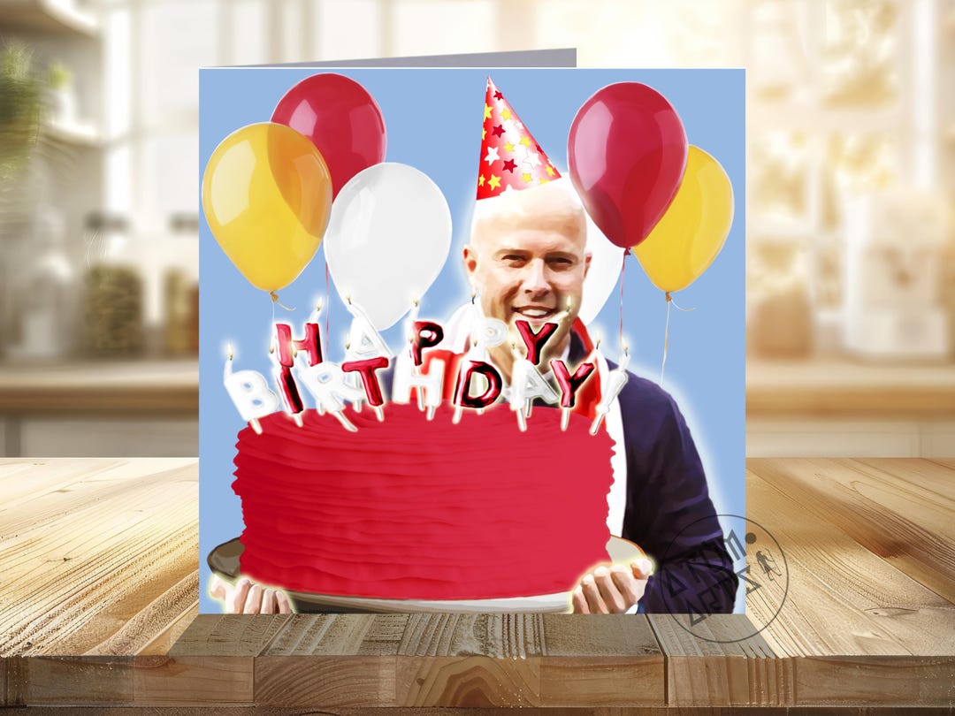 Arne Slot Liverpool Happy Birthday Cake Happy Birthday Card - Etsy