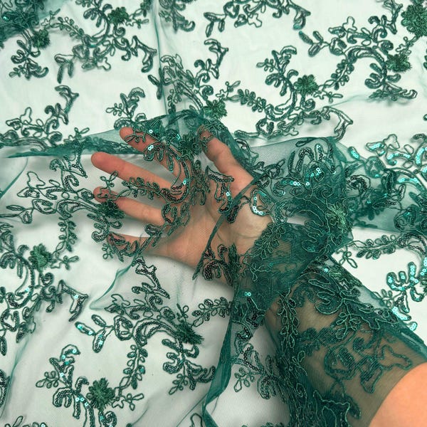 Green Lace Fabric - Etsy