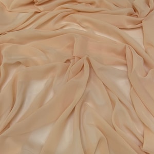 Champagne Chiffon Fabric by the Yard, Vanilla Silky Chiffon, Light ...