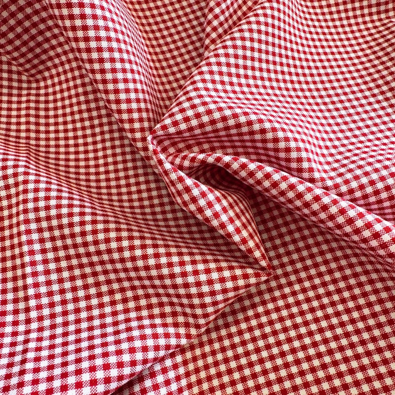Red Gingham Fabric - Etsy