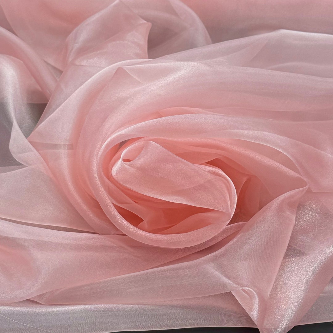 Blush Pink Organza Fabric by the Yard, Blush Crystal Organza Fabric ...