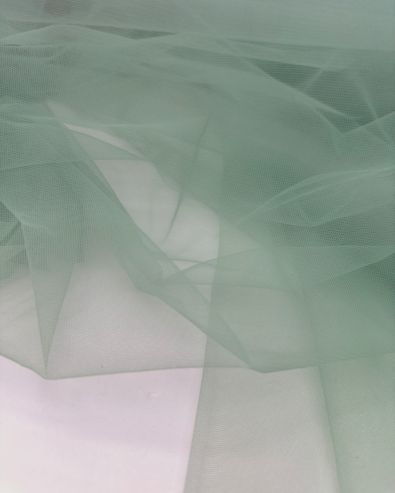 Sage Green Tulle Fabric by the Yard, Extra Soft and Matte Italian Tulle ...