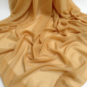 Beige Gold Chiffon by the Yard, Premium Quality Gold Silky Chiffon ...