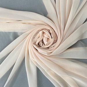 Beige Chiffon Fabric by the Yard, Neutral Silky Chiffon, Light Weight ...