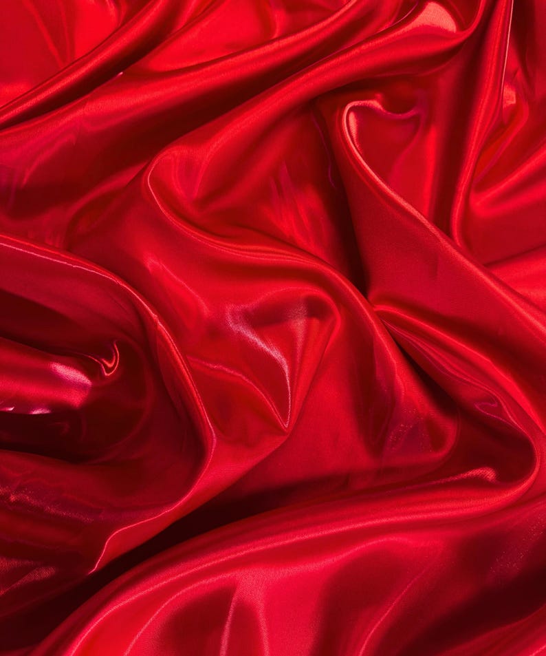 Red Liquid Satin Fabric by the Yard, Crystal Reflective Ultra Glossy ...