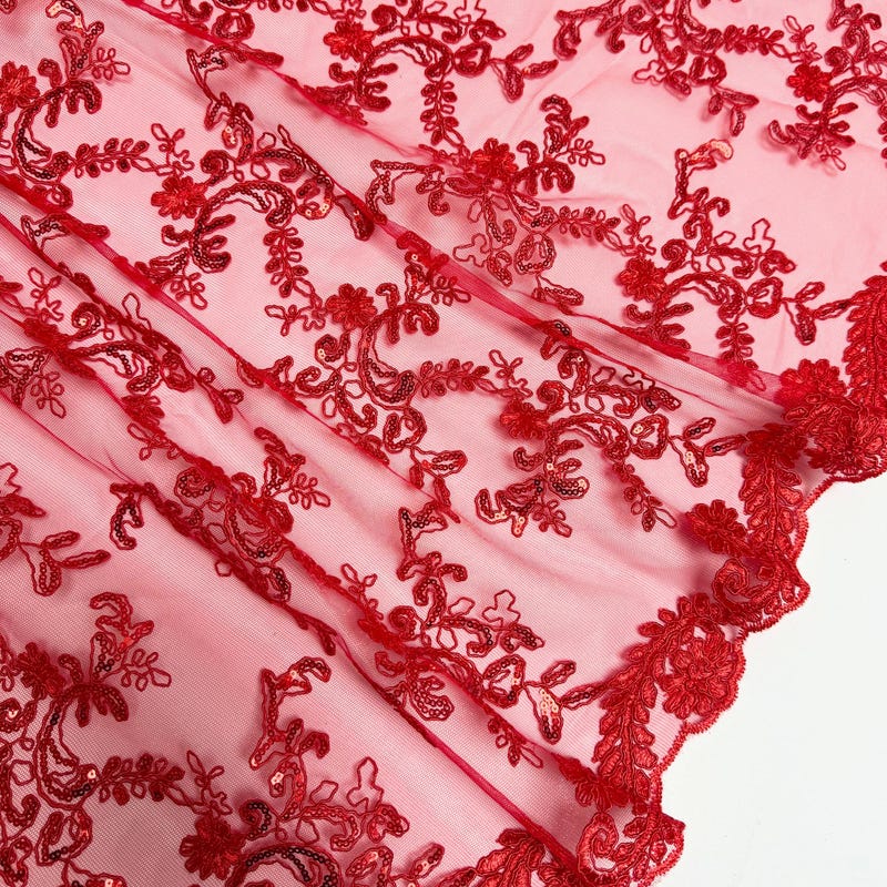 Red Lace Fabric - Etsy