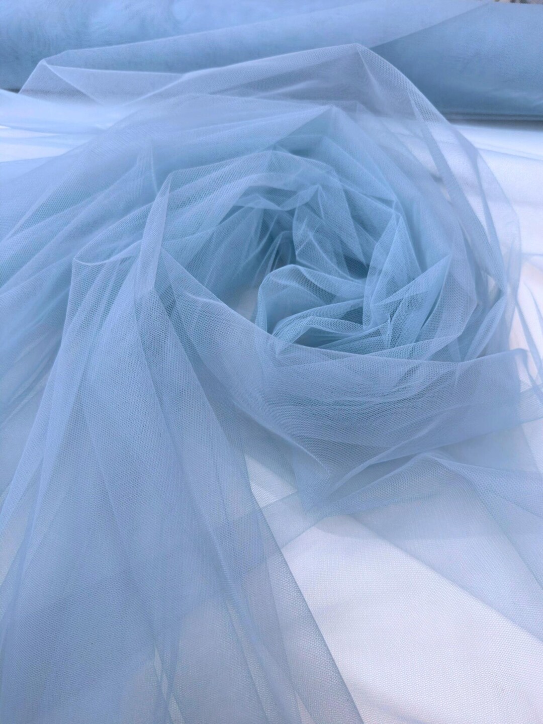 Light Blue Tulle Fabric by the Yard, Extra Soft and Matte Italian Tulle ...