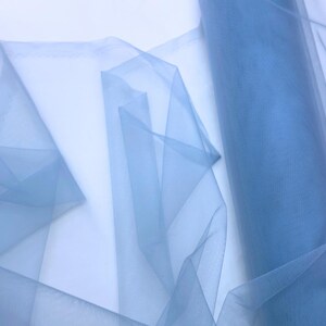 Light Blue Tulle Fabric by the Yard, Extra Soft and Matte Italian Tulle ...
