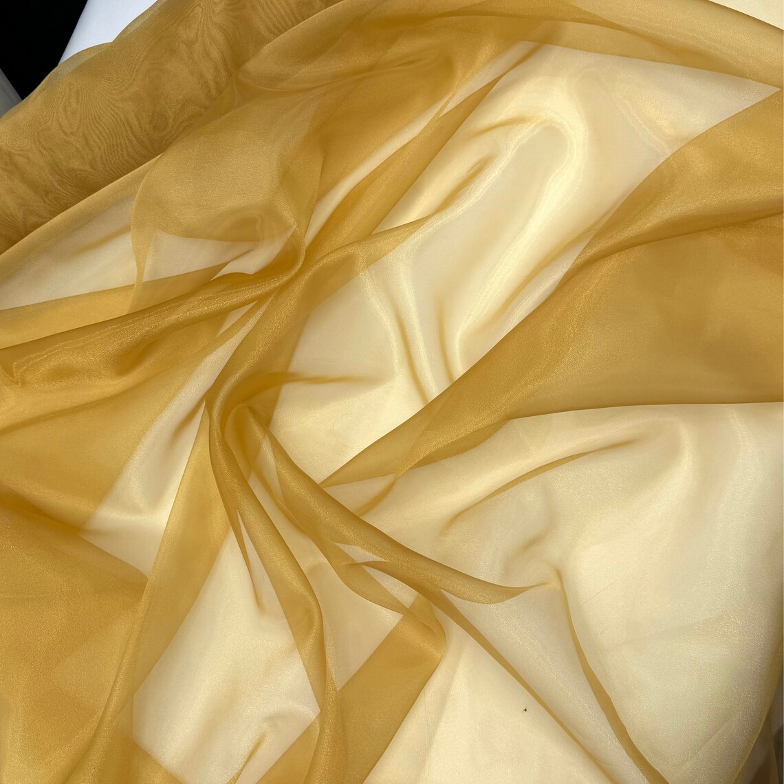 Gold Organza Fabric by the Yard, Gold Crystal Organza Fabric, Sheer ...