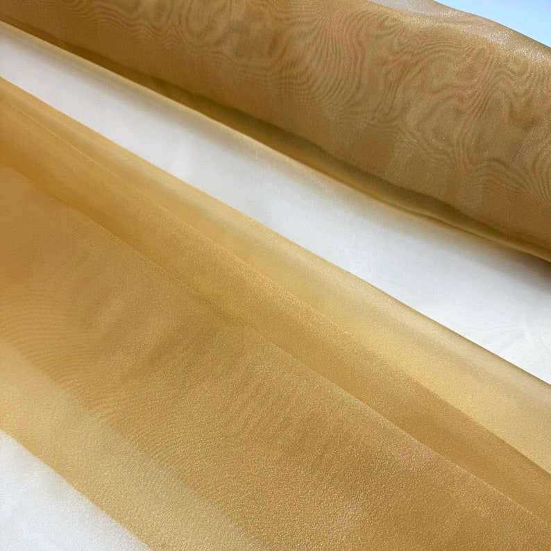 Gold Crystal Organza Fabric by the Yard, Gold Organza Fabric, Gold ...