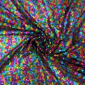 Rainbow Sequin Fabric by the Yard, Glitz Stretch Multicolor Sequins ...