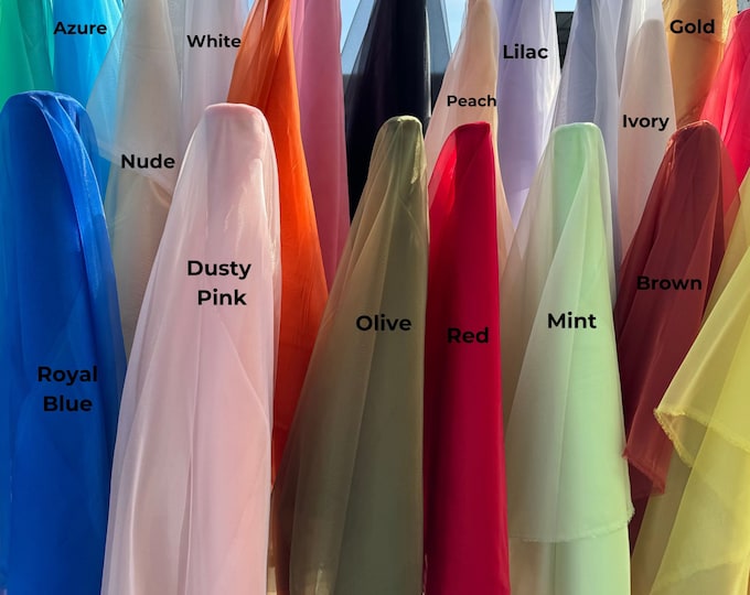 Sheer Crystal Organza Fabric by the Yard, Pastel Colors Solid Sheer ...