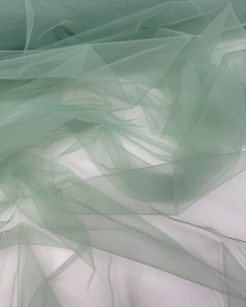 Sage Green Tulle Fabric by the Yard, Extra Soft and Matte Italian Tulle ...