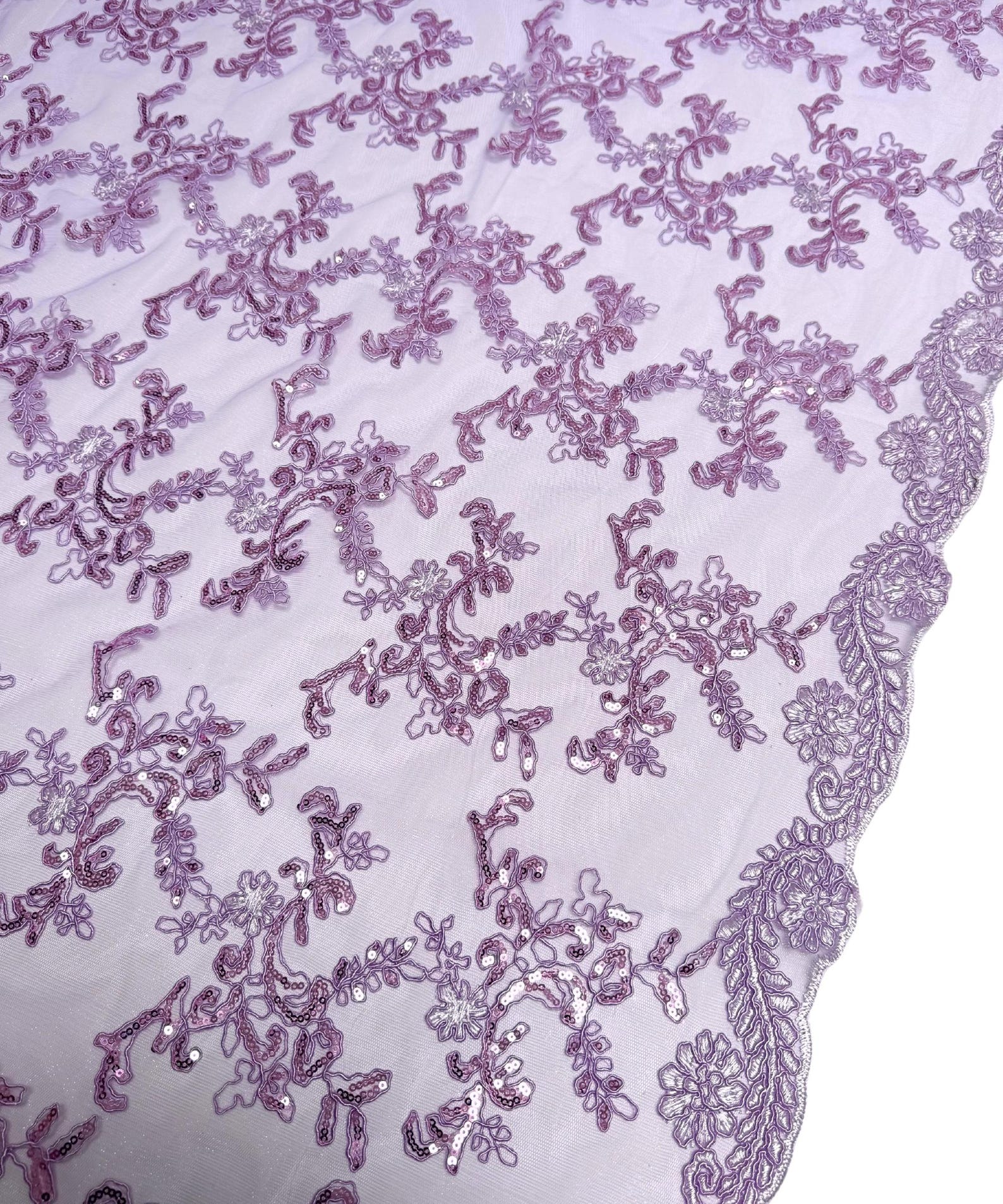 Lavender Floral Lace by the Yard, Embroidered Lavender Lace Fabric With ...