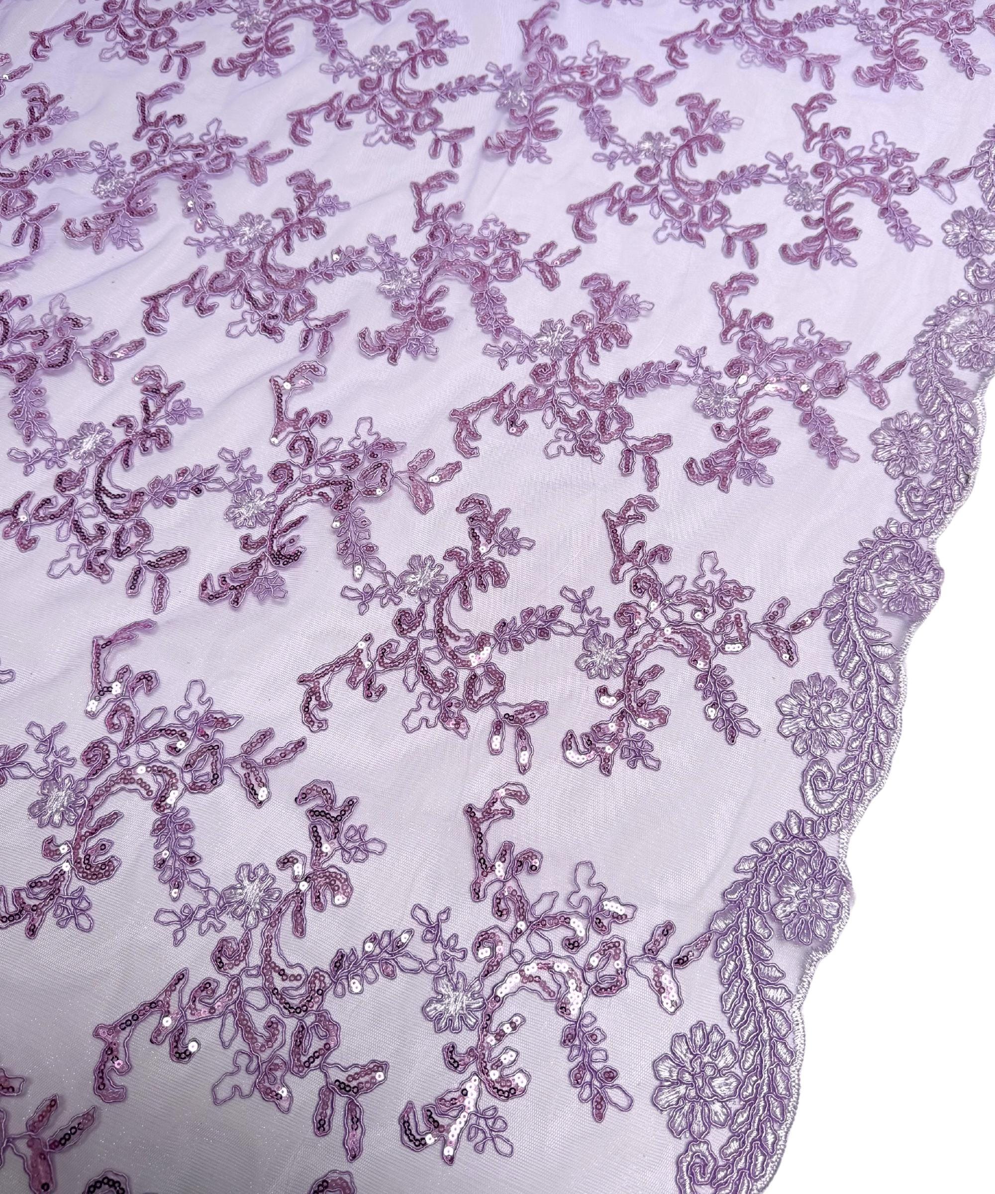 Lavender Floral Lace by the Yard, Embroidered Lavender Lace Fabric With ...