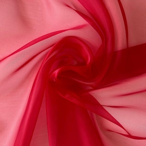 Red Organza Fabric by the Yard, Red Sparkle Crystal Organza Fabric, Red ...