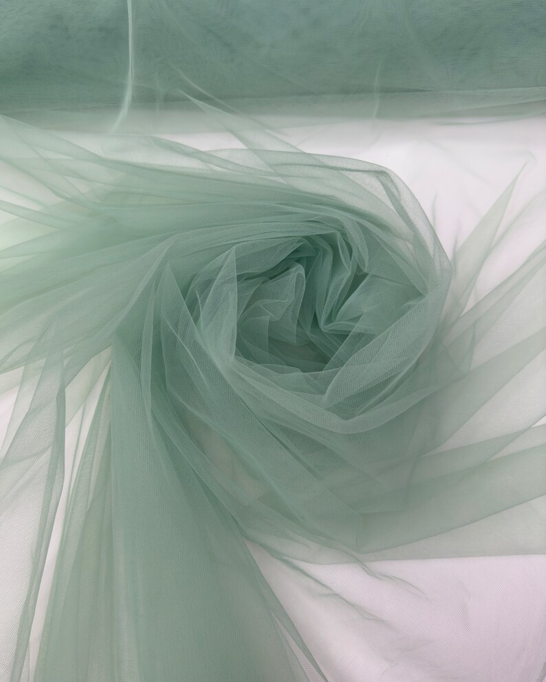 Sage Green Tulle Fabric by the Yard, Extra Soft and Matte Italian Tulle ...
