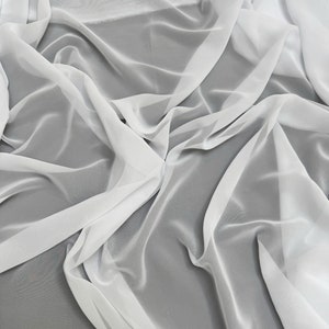 White Chiffon Fabric by the Yard, Premium Quality White Sheer Chiffon ...