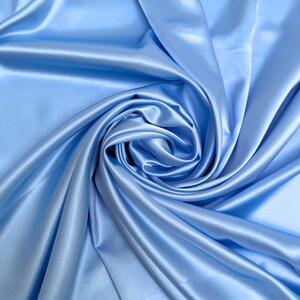 Baby Blue Silky Stretch Satin Fabric by the Yard, Baby Blue Stretch ...