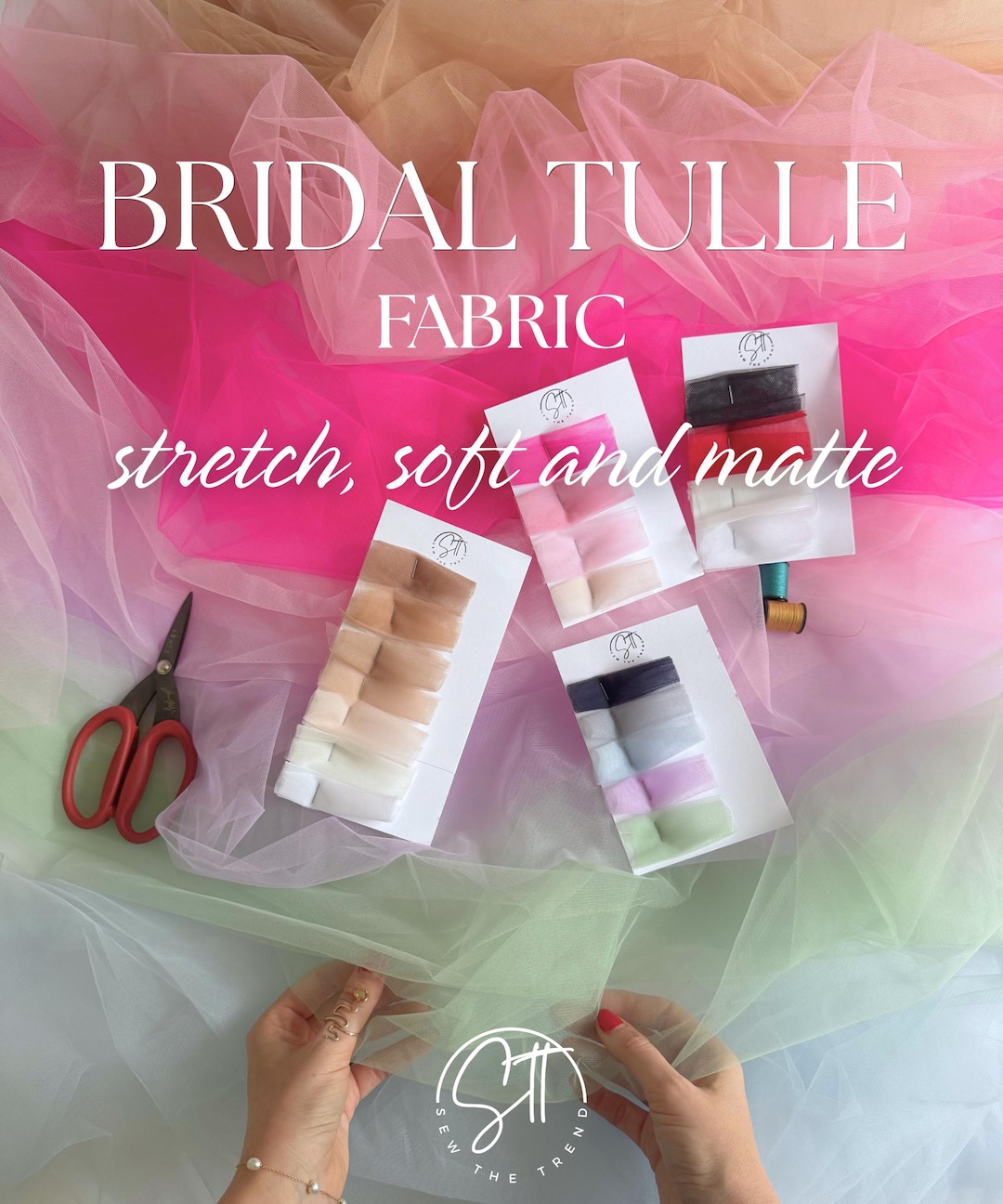 Stretch Tulle Fabric by the Yard, Matte & Soft Premium Tulle Fabric 63 ...