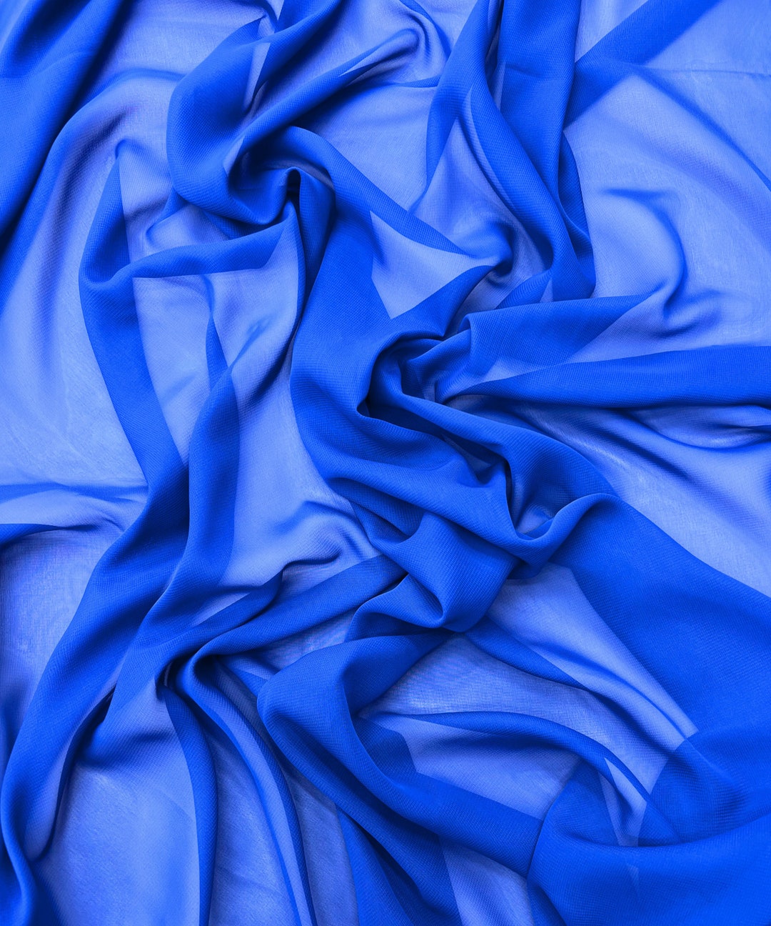 Royal Blue Chiffon Fabric by the Yard, Matte Blue Chiffon Draping ...