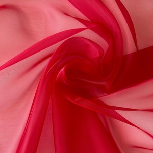 Red Organza Fabric by the Yard, Red Sparkle Crystal Organza Fabric, Red Sheer Fabric for Gowns ...