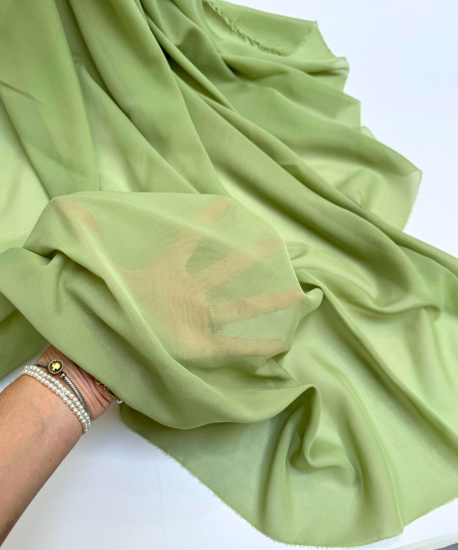 Sage Green Chiffon Fabric by the Yard, High Quality Sage Green Sheer ...